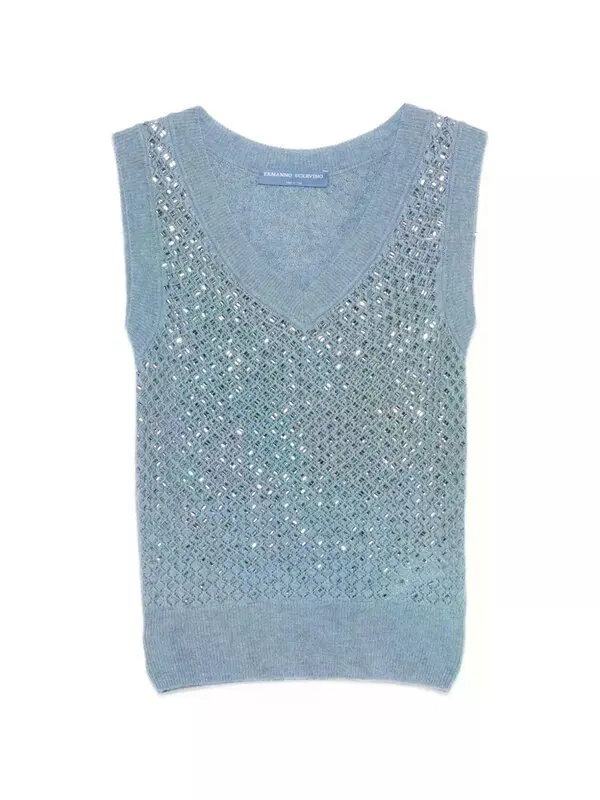 Ermanno Scervino Embellishment V-neck Vest - Blue