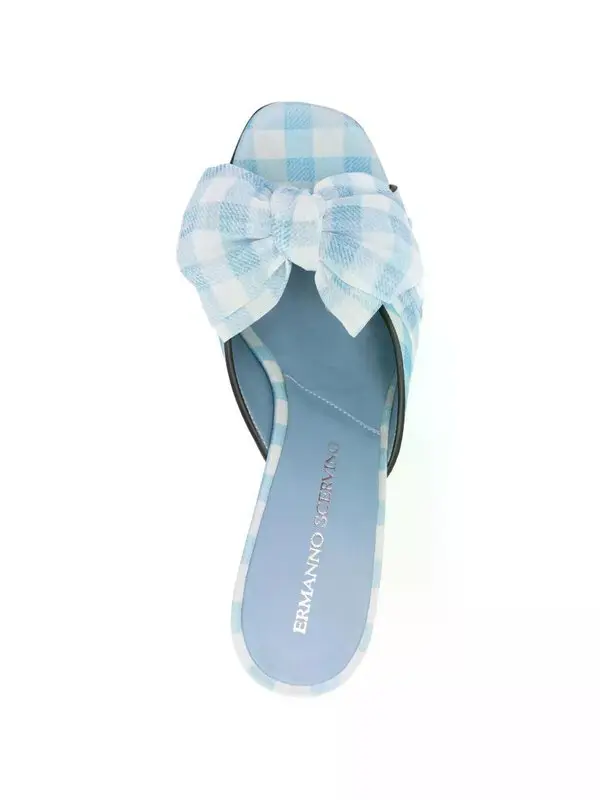 Ermanno Scervino Bow Gingham Heeled Sandals