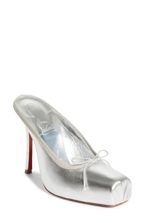CHRISTIAN LOUBOUTIN Cassia Square Toe Mule Pump - Silver/silver
