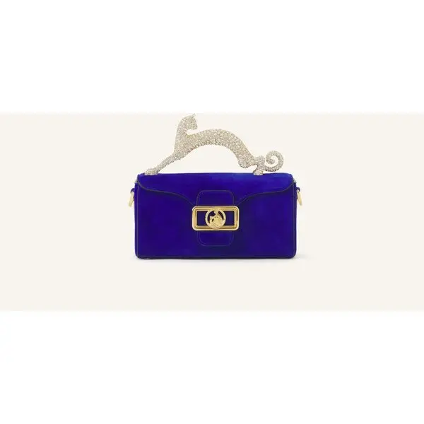 LANVIN Nano Pencil Cat Leather Bag - Electric Blue/dark Blue
