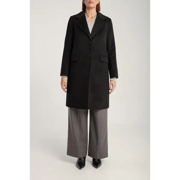 1982 Cashmere Tailored Single-breasted Coat - Black
