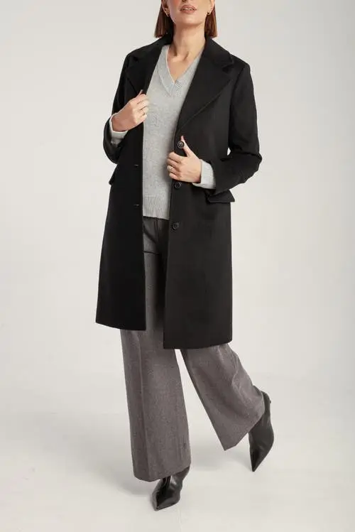 1982 Cashmere Tailored Single-breasted Coat - Black
