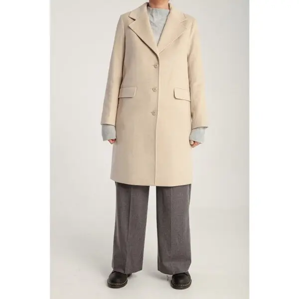 1982 Cashmere Tailored Single-breasted Coat - Natural White