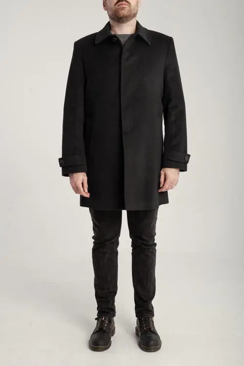 1982 Cashmere Single-breasted Tailored Coat - Black