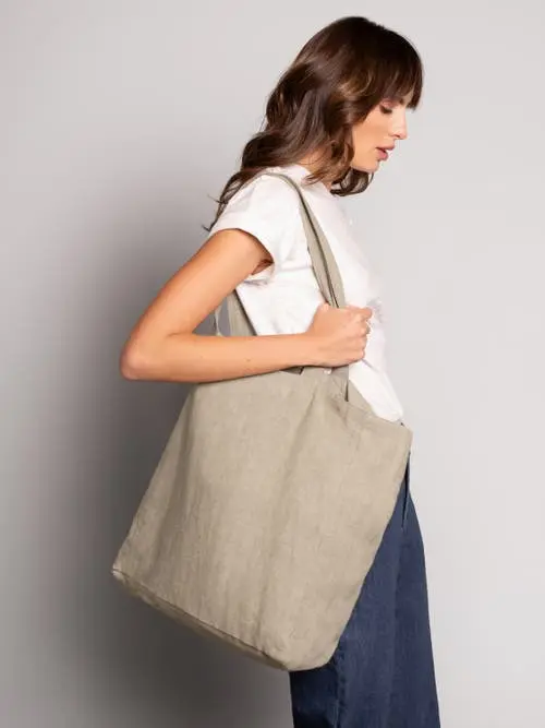 CELTIC & CO. Linen Tote Bag - Stone