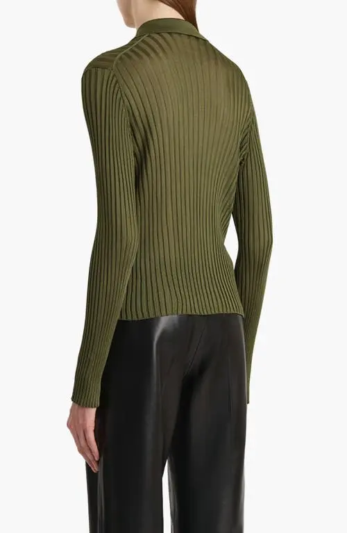 Khaite Vin Rib Polo Sweater - Olive