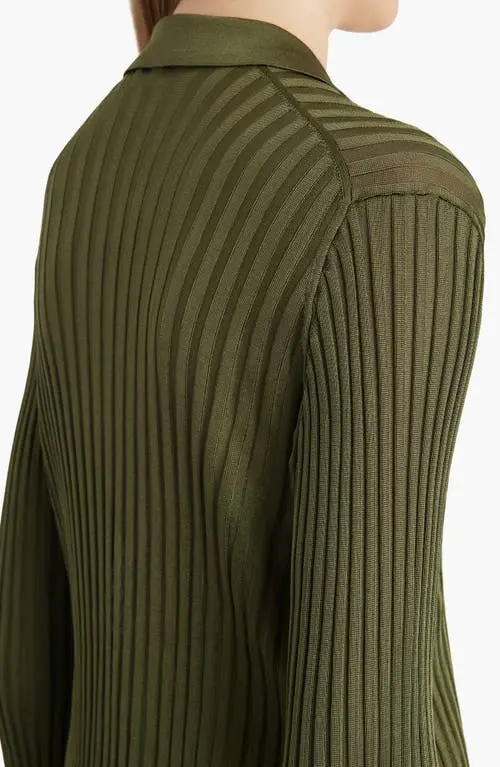 Khaite Vin Rib Polo Sweater - Olive