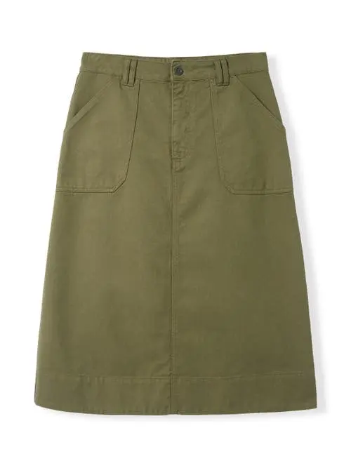 CELTIC & CO. Cotton Twill Midi A-line Skirt