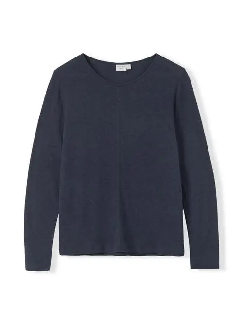 CELTIC & CO. Linen Blend Long Sleeve T-shirt - Navy