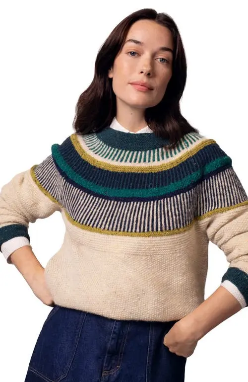CELTIC & CO. Statement Donegal Sweater - Oatmeal/emerald