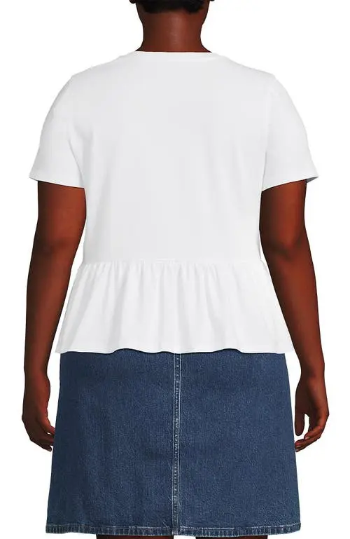 LANDS' END Short Sleeve Peplum Tee - White