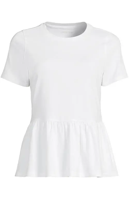 LANDS' END Short Sleeve Peplum Tee - White