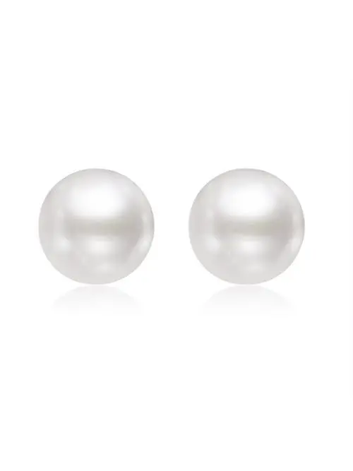 MISS CIRCLE Freshwater Pearl Gold Vermeil Stud Earrings - White