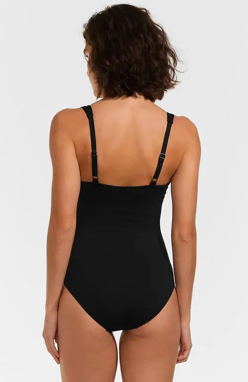 LANDS' END D-cup Sweetheart Underwire Wrap One Piece Swimsuit