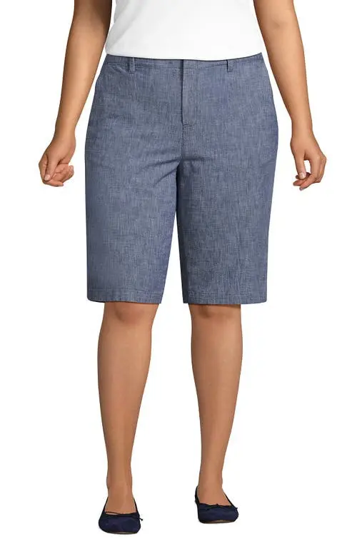 LANDS' END Classic Chambray Bermuda Shorts - Evening Sky Chambray