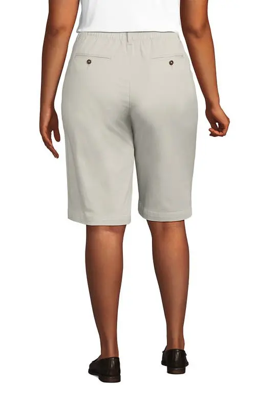 LANDS' END Classic 12" Chino Oxford Stripe Shorts - Light Stone