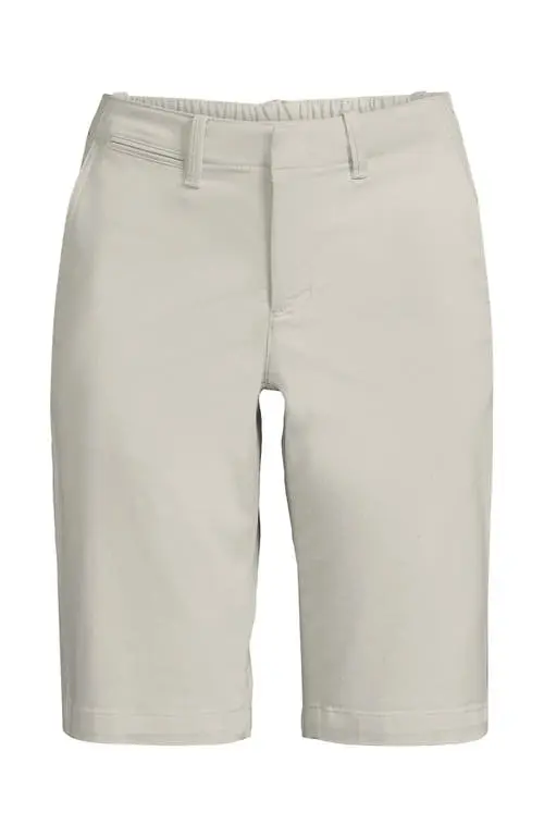 LANDS' END Classic 12" Chino Oxford Stripe Shorts - Light Stone