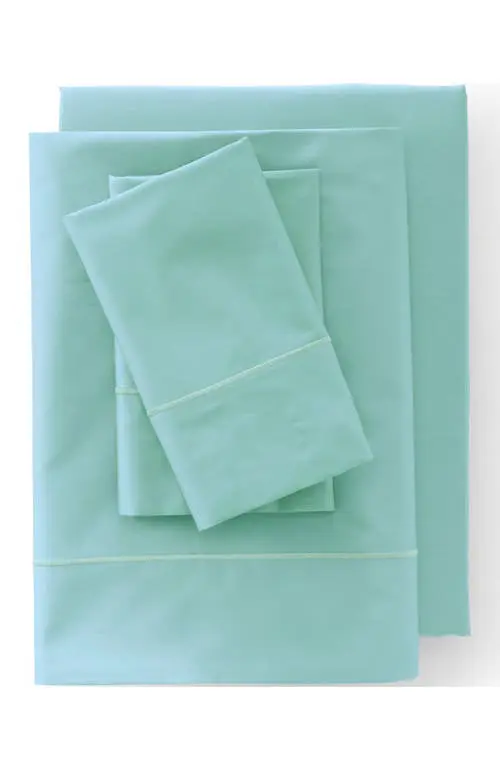 LANDS' END Supima Cotton No Iron Sateen Sheets400 Thread Count - Aqua Breeze