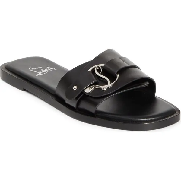 CHRISTIAN LOUBOUTIN Chamebelimule Slide Sandal - Black/lin Black