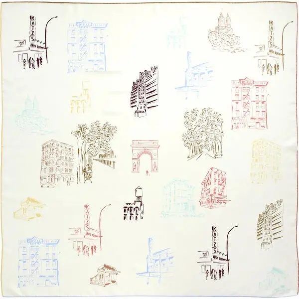 Lafayette 148 New York Manhattan Print Cashmere & Silk Square Scarf - Cloud Multi