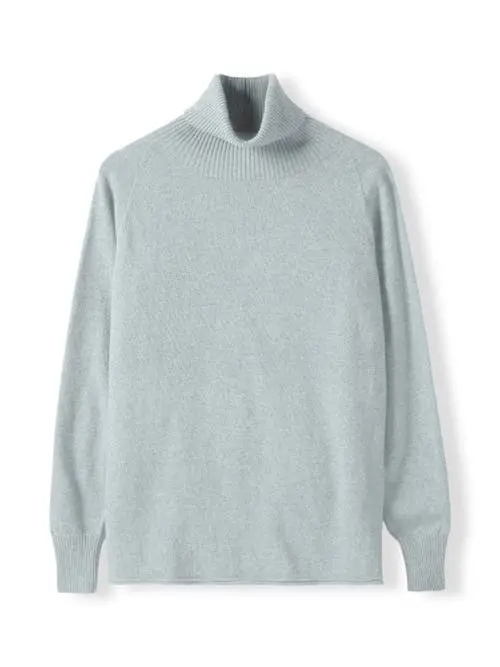 CELTIC & CO. Supersoft Slouchy Roll Neck Sweater - Skylight