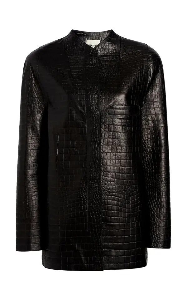 Khaite Alligator-embossed Leather Coat