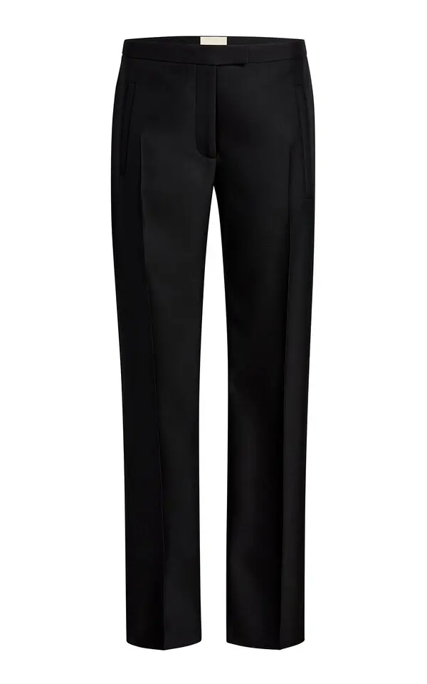 Khaite Miles Wool-silk Cady Straight-leg Pants - Black