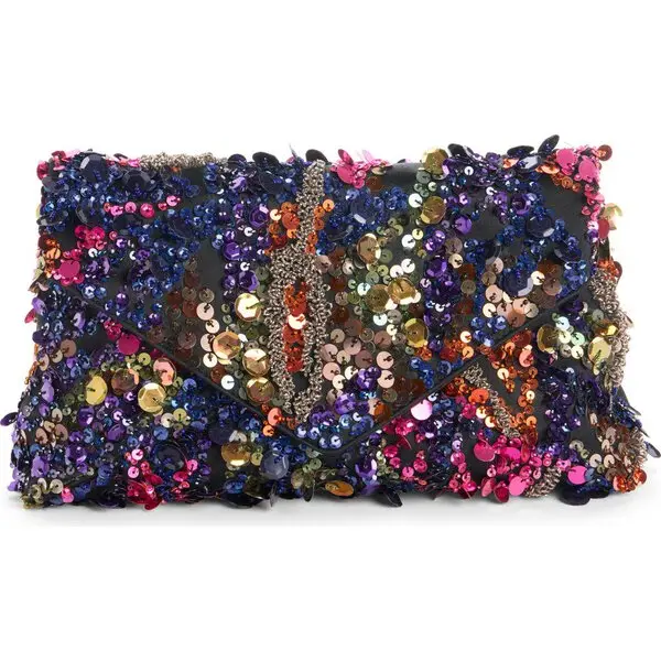 Dries Van Noten Sequin Embellished Clutch - Orange/blue Multi