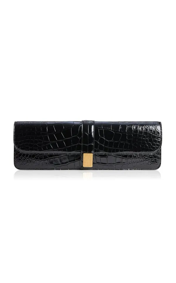 Khaite Blake Alligator Long Clutch - Black