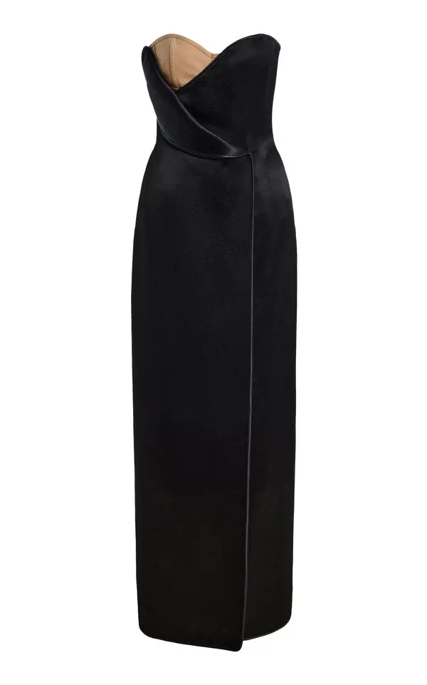 Calvin Klein Caladium Satin Midi Wrap Dress - Black