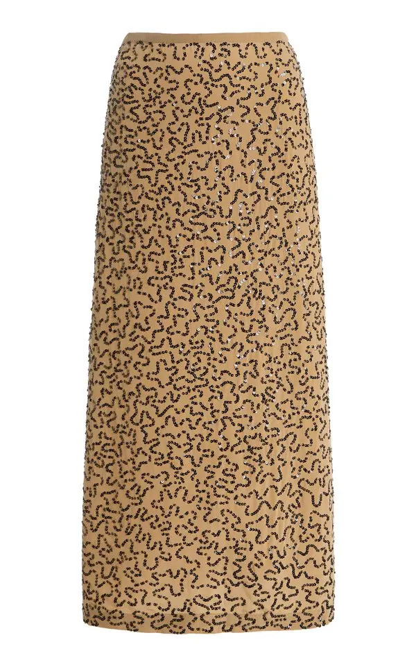 ZANKOV Marcella Crepe Squiggle Sequin Skirt