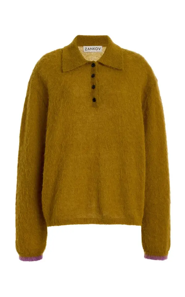 ZANKOV Ryan Solid Brushed Mohair Sweater
