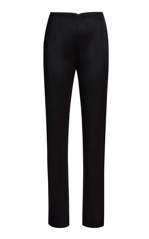 Khaite Ryden Sateen-wool Straight-leg Pants - Black