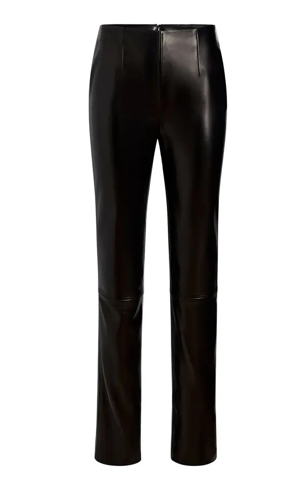 Khaite Ryden Plonge Leather Straight-leg Pants - Black