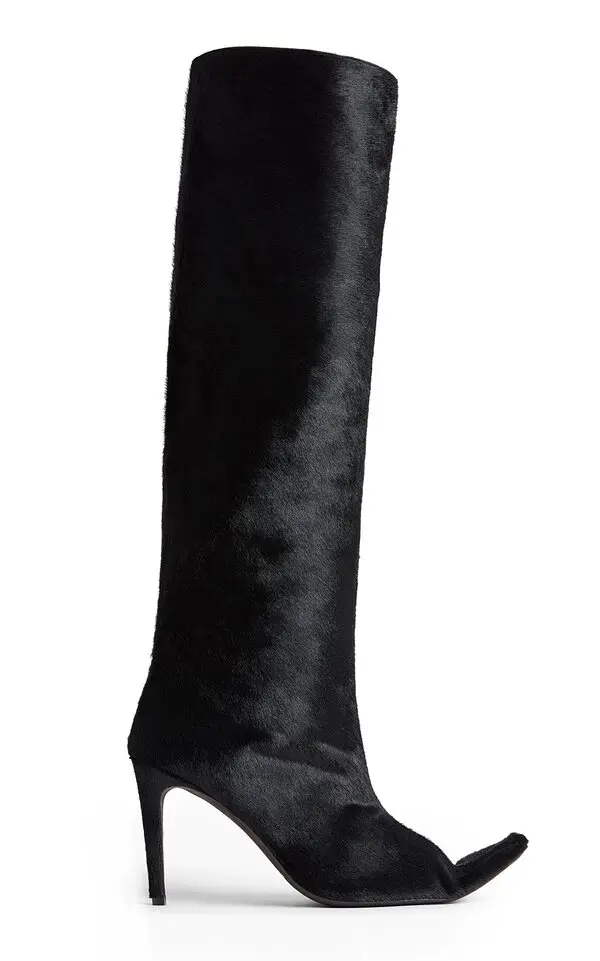 Khaite Marlene Haircalf Knee High Boot 85 - Black