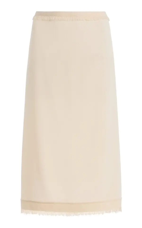 Calvin Klein Costance Raw Hem Wool Midi Skirt - Off-white
