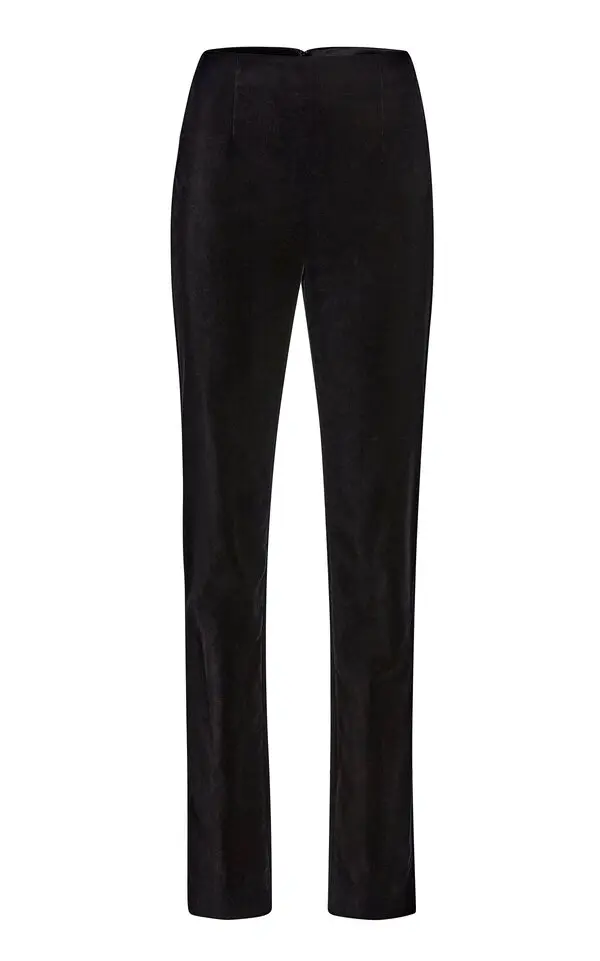 Khaite Ryden Straight-leg Velvet Pants - Black