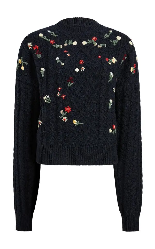 Khaite Elias Embroidered Cashmere Sweater - Navy