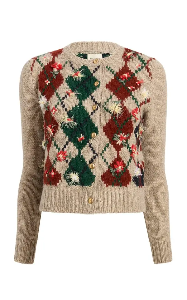 Khaite Marcela Embroidered Cashmere-mohair Cardigan - Multi