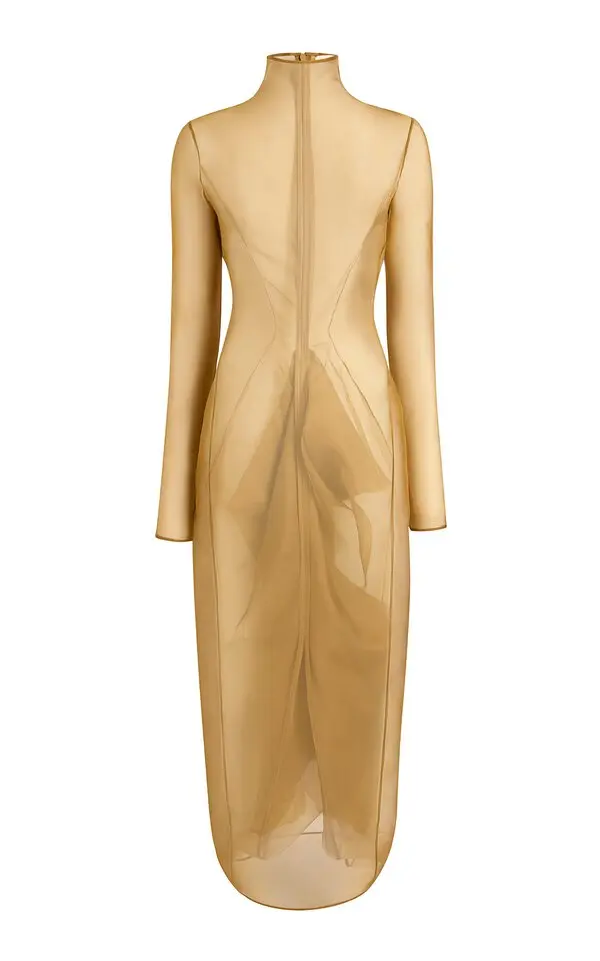 Khaite Toldo Silk-organza Maxi Dress - Bronze