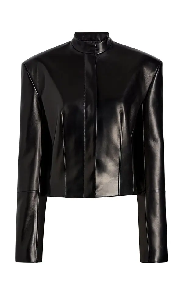 Khaite Yoko Plonge Leather Jacket - Black