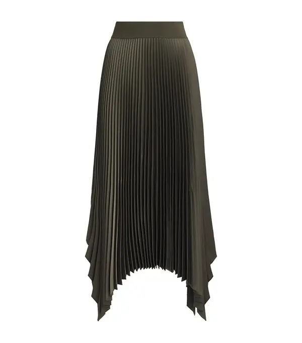 JOSEPH Crepe Plissé Ade Midi Skirt - Green
