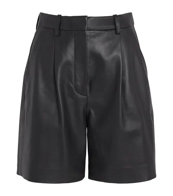 JOSEPH Suze Leather Shorts - Black