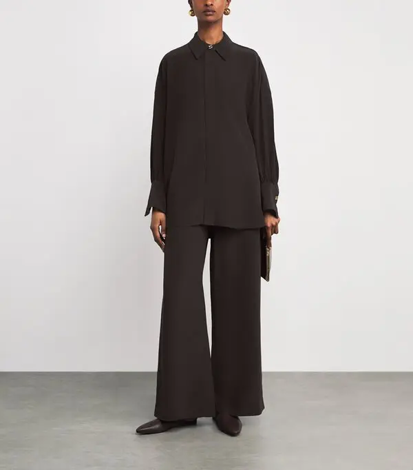 JOSEPH Nour Wide-leg Trousers - Brown