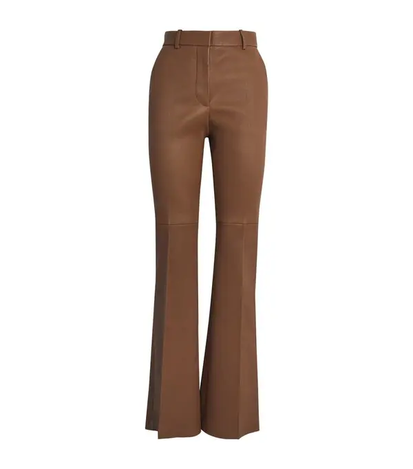 JOSEPH Leather Tafira Trousers - Brown