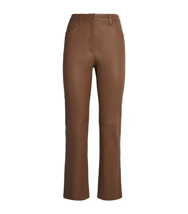 JOSEPH Leather Duke Trousers - Brown