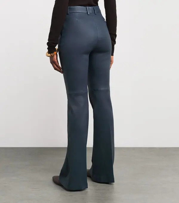 JOSEPH Leather Tafira Flared Trousers