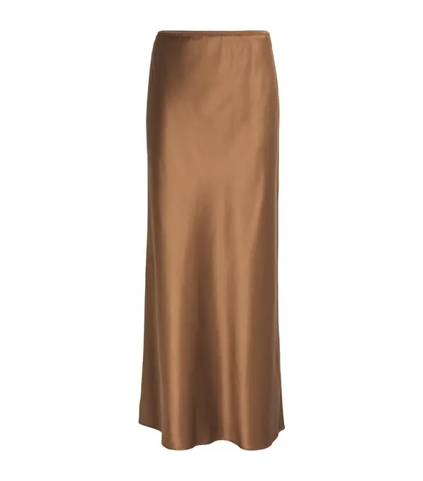 JOSEPH Silk Satin Isaak Maxi Skirt - Brown