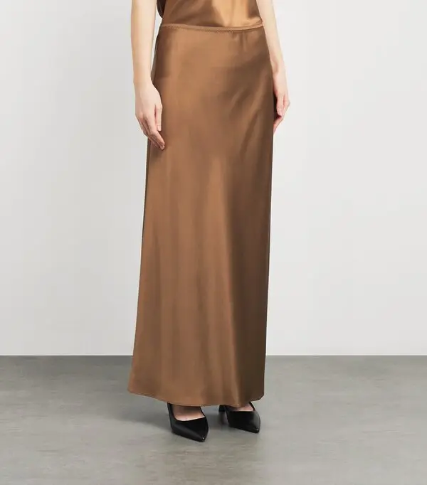 JOSEPH Silk Satin Isaak Maxi Skirt - Brown