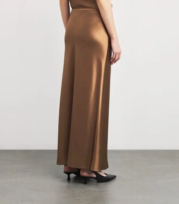 JOSEPH Silk Satin Isaak Maxi Skirt - Brown